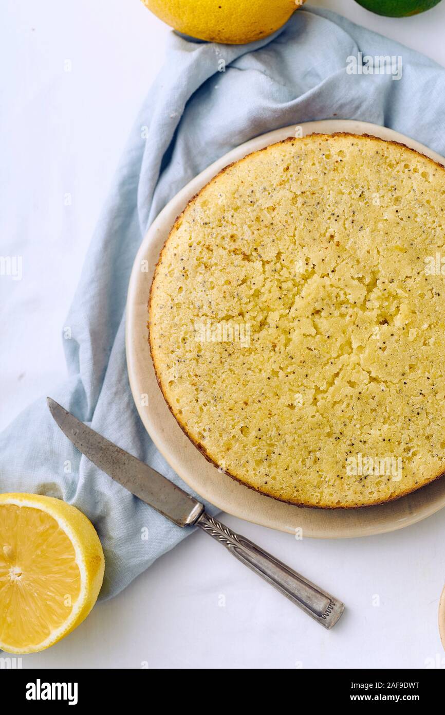 Lemon sponge cake with poppy seeds Stock Photo - Alamy