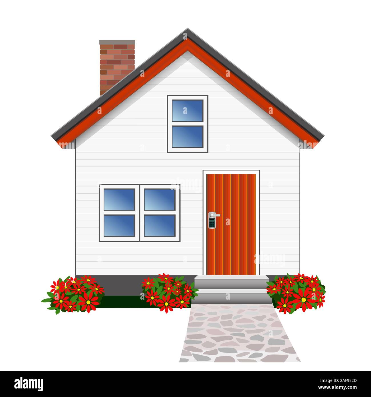 Little house in shiplap weatherboards with path garden and chimney real ...