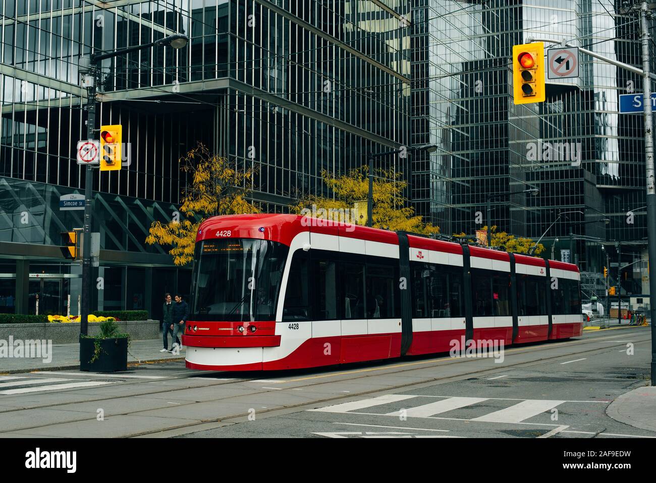 Toronto, Canada - november, 2019 A new Bombardier-made TTC streetcars ...