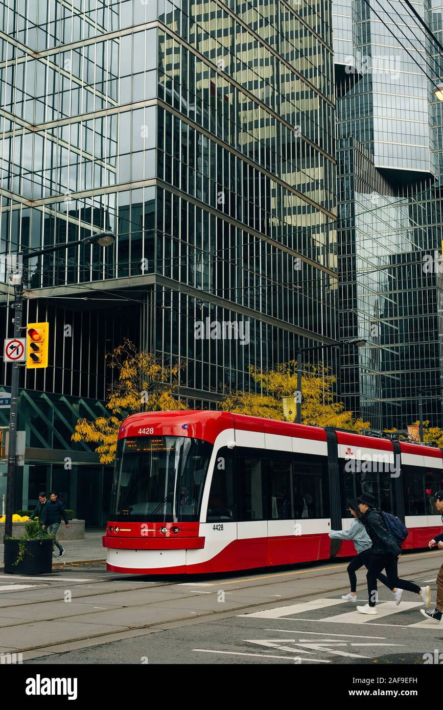 Toronto, Canada - november, 2019 A new Bombardier-made TTC streetcars ...