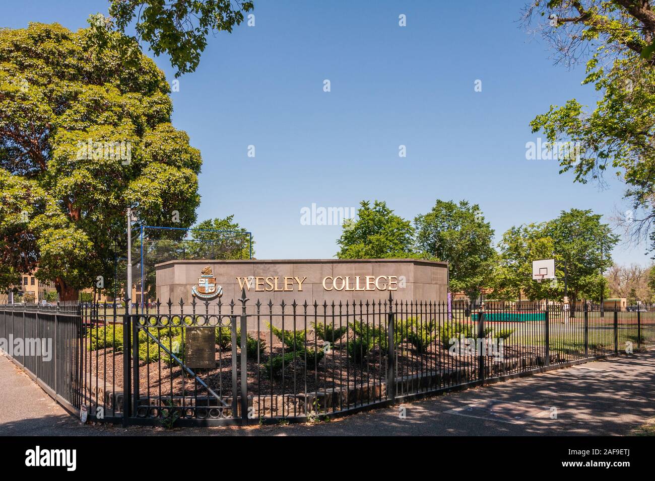 Melbourne, Australia - November 17, 2009: Wesley College sign and logo ...
