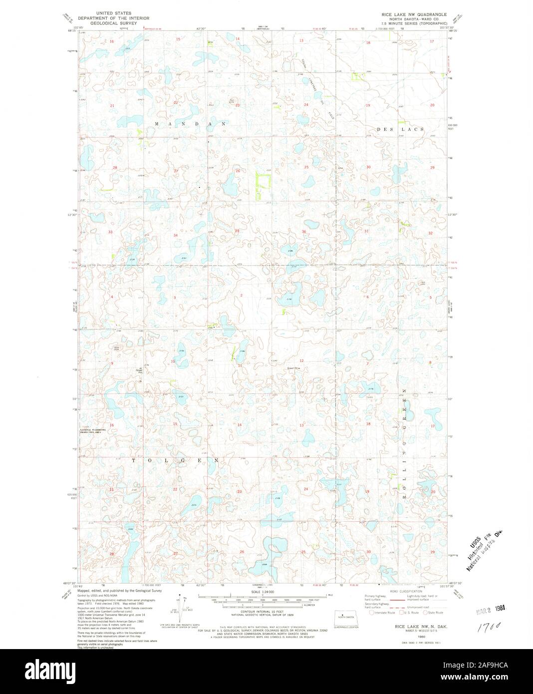USGS TOPO Map North Dakota ND Rice Lake NW 284811 1980 24000 ...