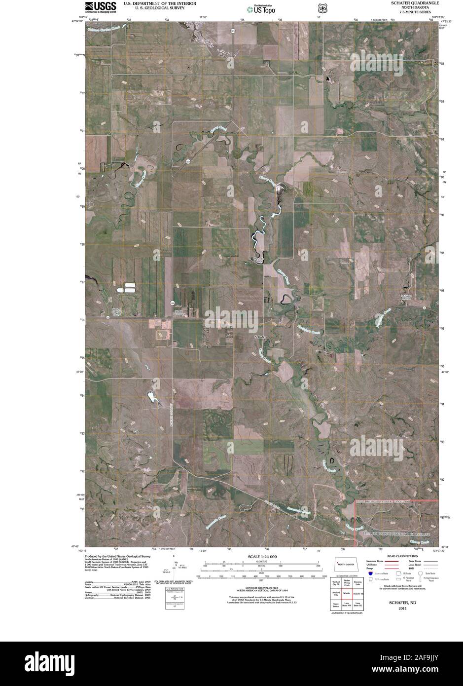 USGS TOPO Map North Dakota ND Schafer 20110325 TM Restoration Stock ...