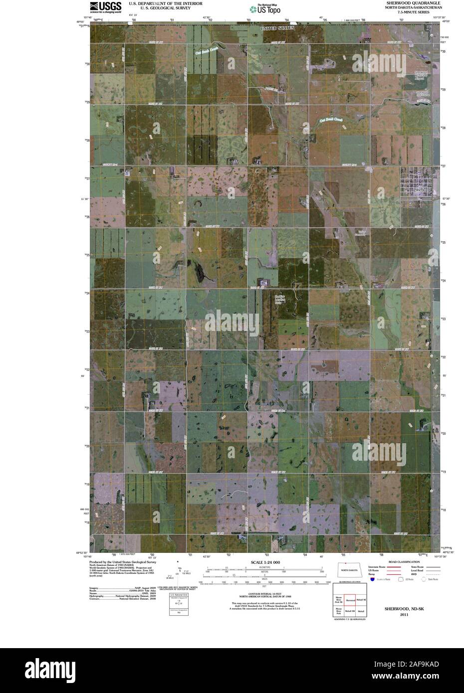 USGS TOPO Map North Dakota ND Sherwood 20110414 TM Restoration Stock ...