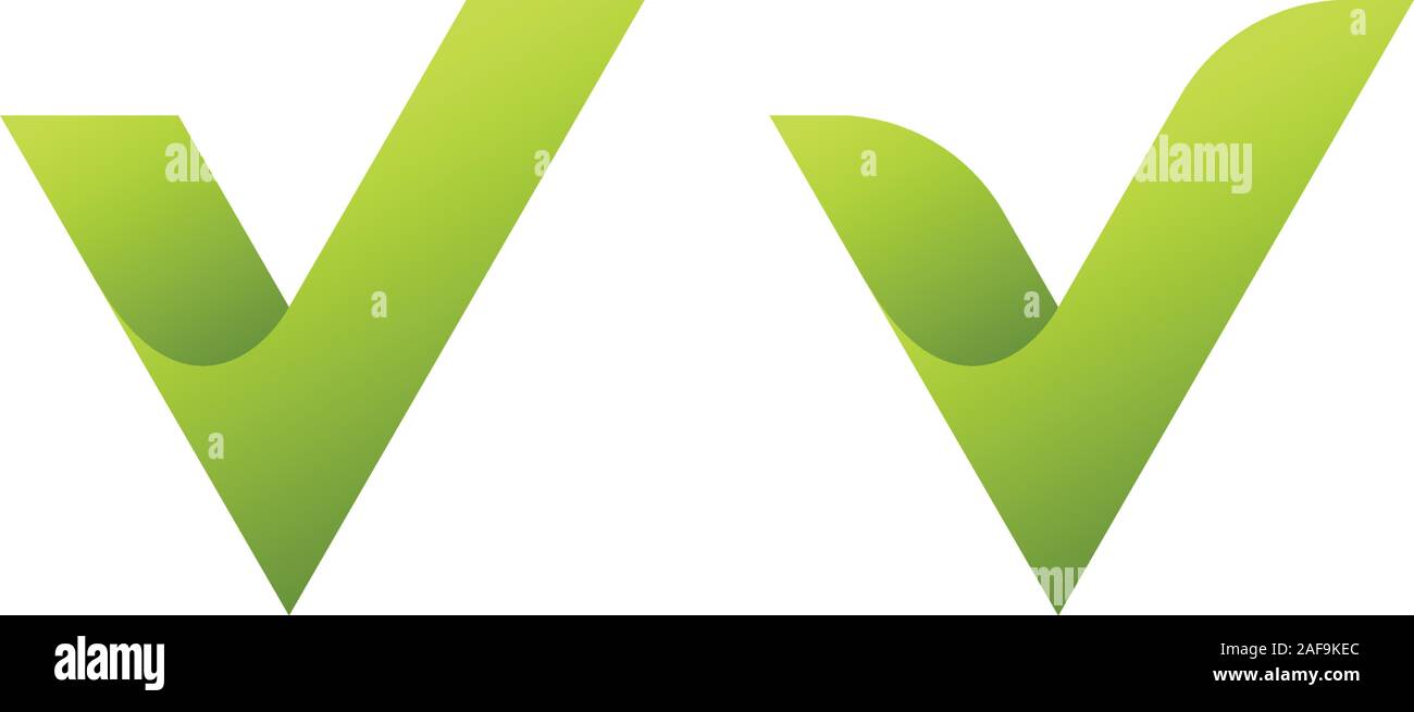 Green letters V with check marks on white background. Logo templates in ...