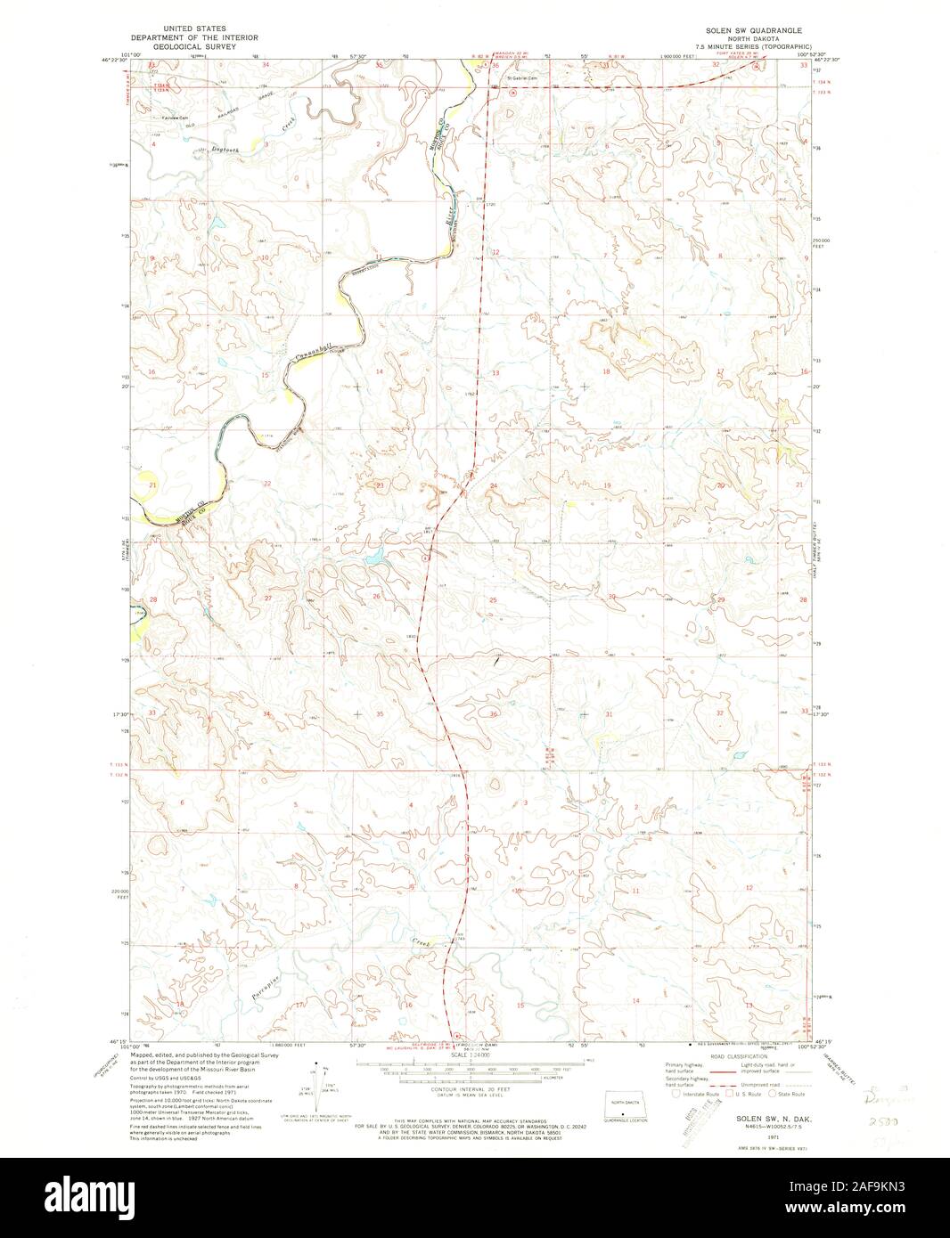 USGS TOPO Map North Dakota ND Solen SW 284946 1971 24000 Restoration ...