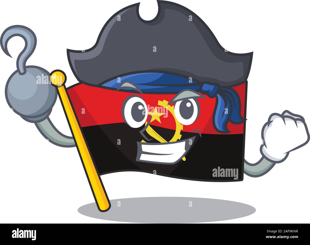 one hand Pirate flag angola Scroll cartoon style with hat Stock Vector ...