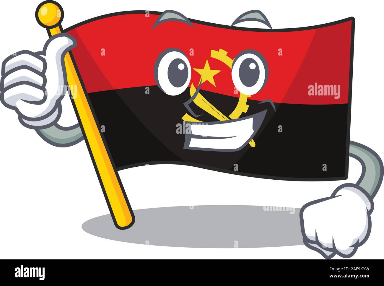 Smiley mascot of flag angola Scroll making Thumbs up gesture Stock ...