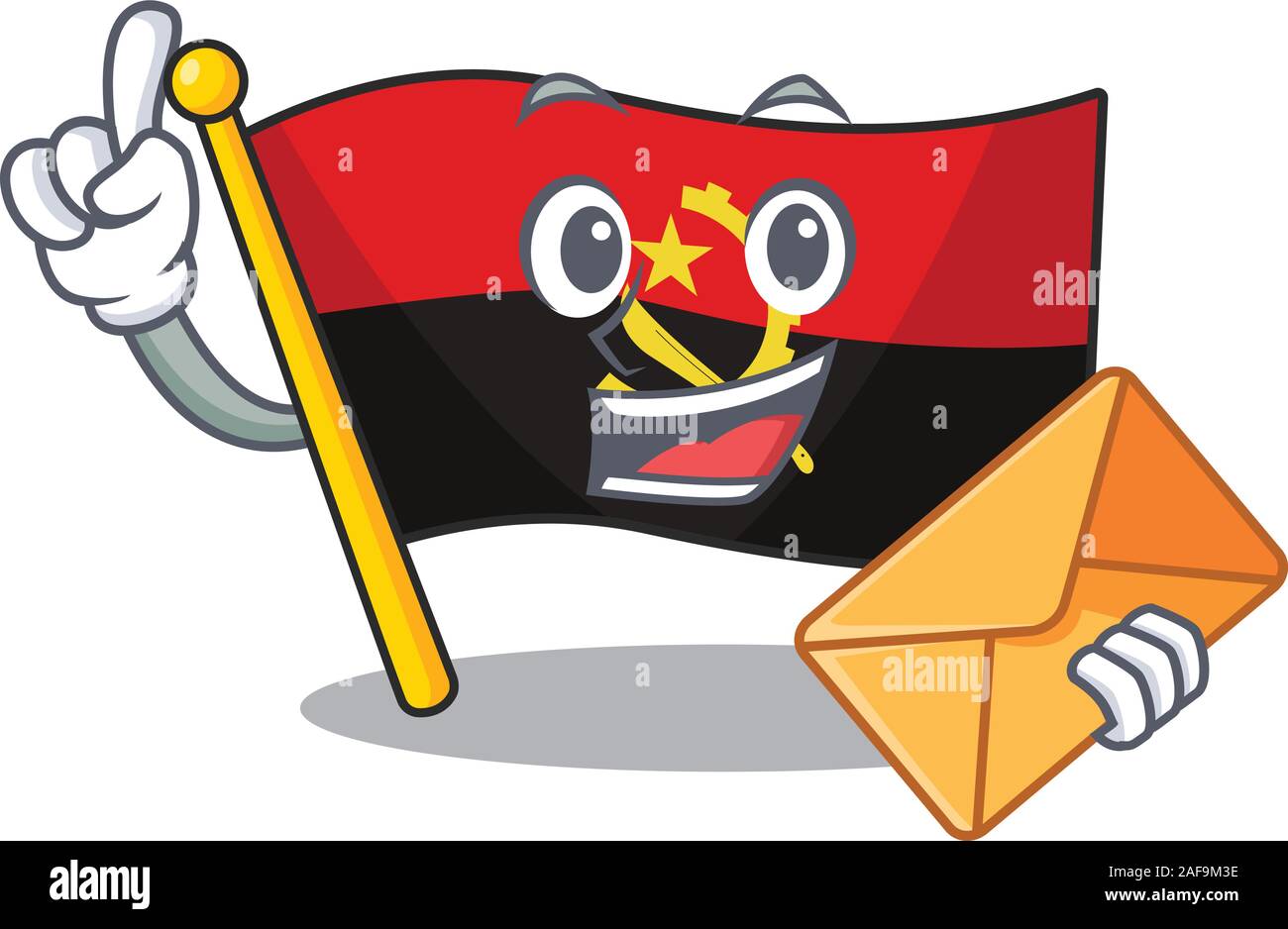 Happy face flag angola Scroll mascot design with envelope Stock Vector ...