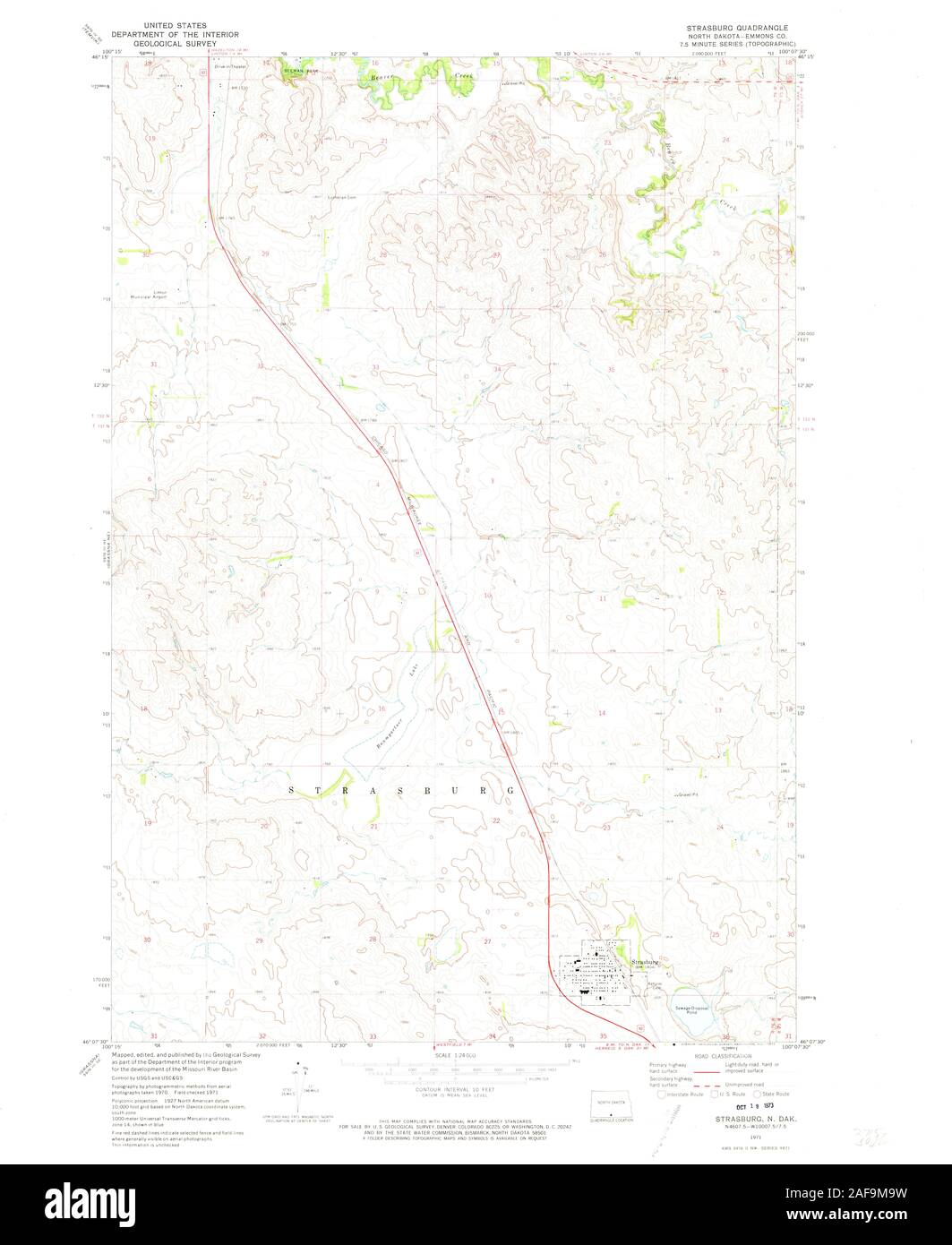USGS TOPO Map North Dakota ND Strasburg 285001 1971 24000 Restoration ...
