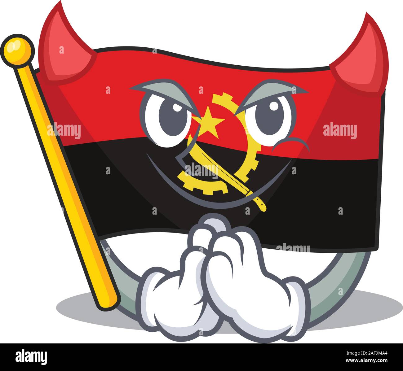 Devil Cartoon character of flag angola Scroll design Stock Vector Image ...