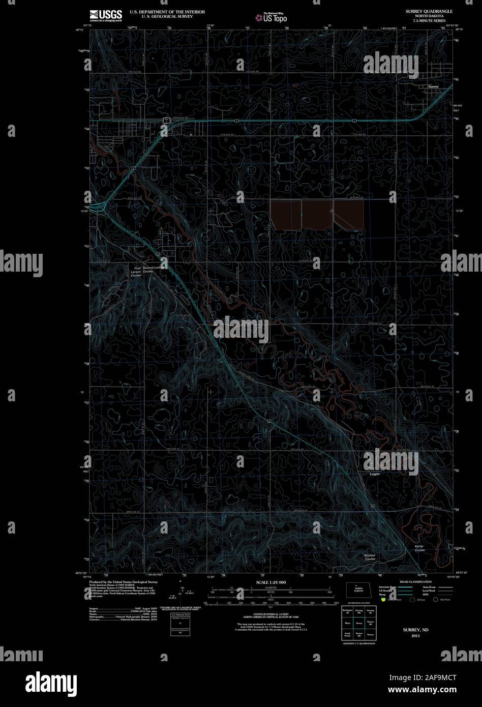 Surrey north dakota map hi-res stock photography and images - Alamy