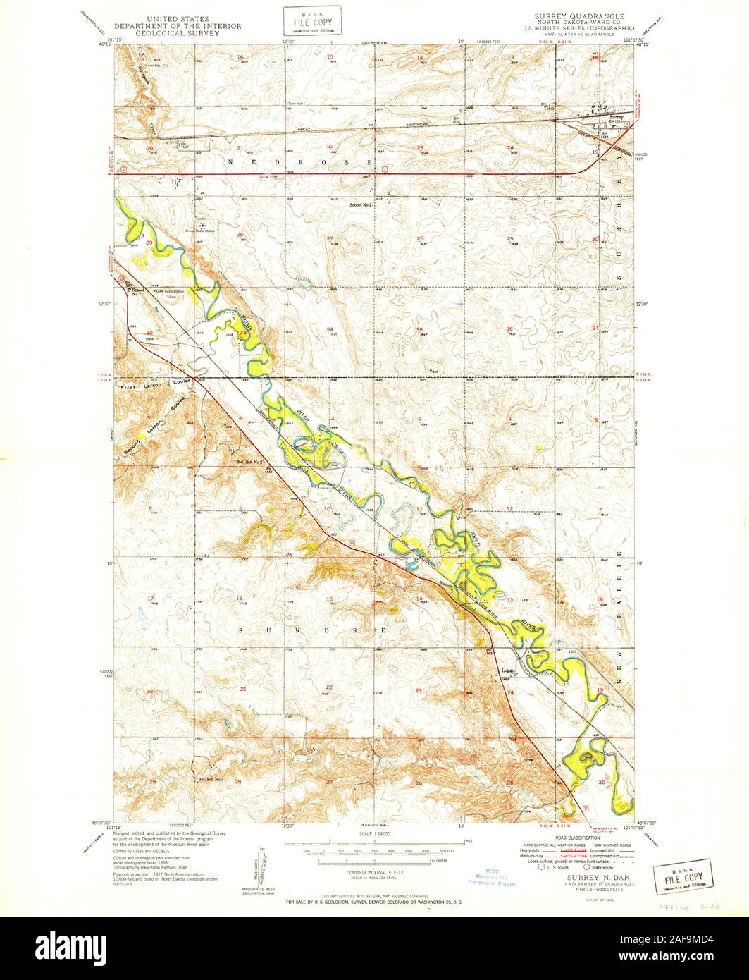 Surrey north dakota map hi-res stock photography and images - Alamy