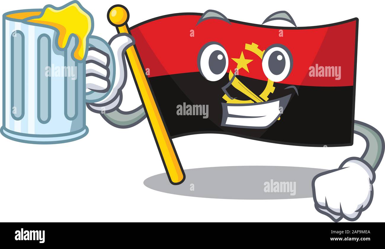 Happy flag angola Scroll mascot design with a big glass Stock Vector ...