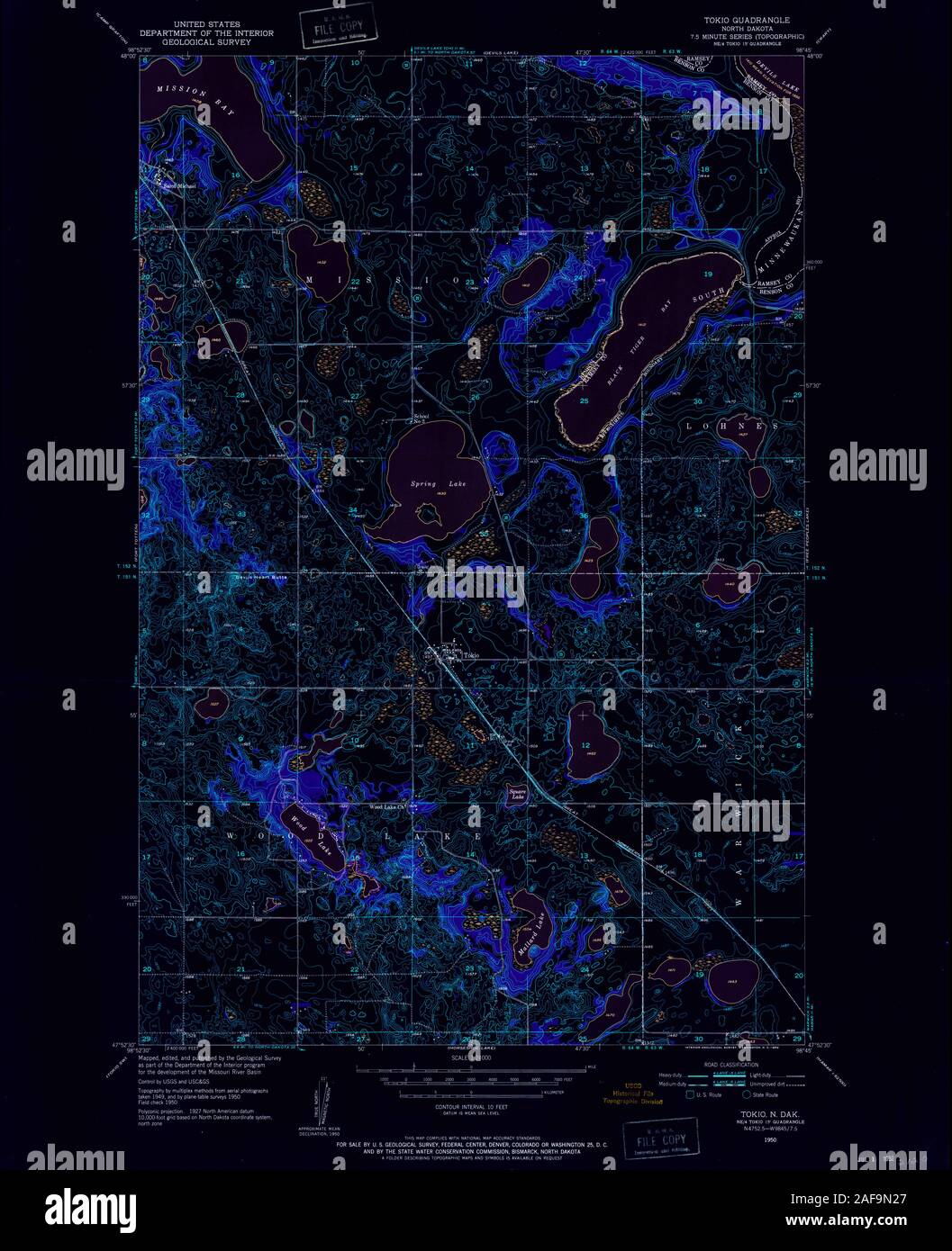 USGS TOPO Map North Dakota ND Tokio 285053 1950 24000 Inverted ...