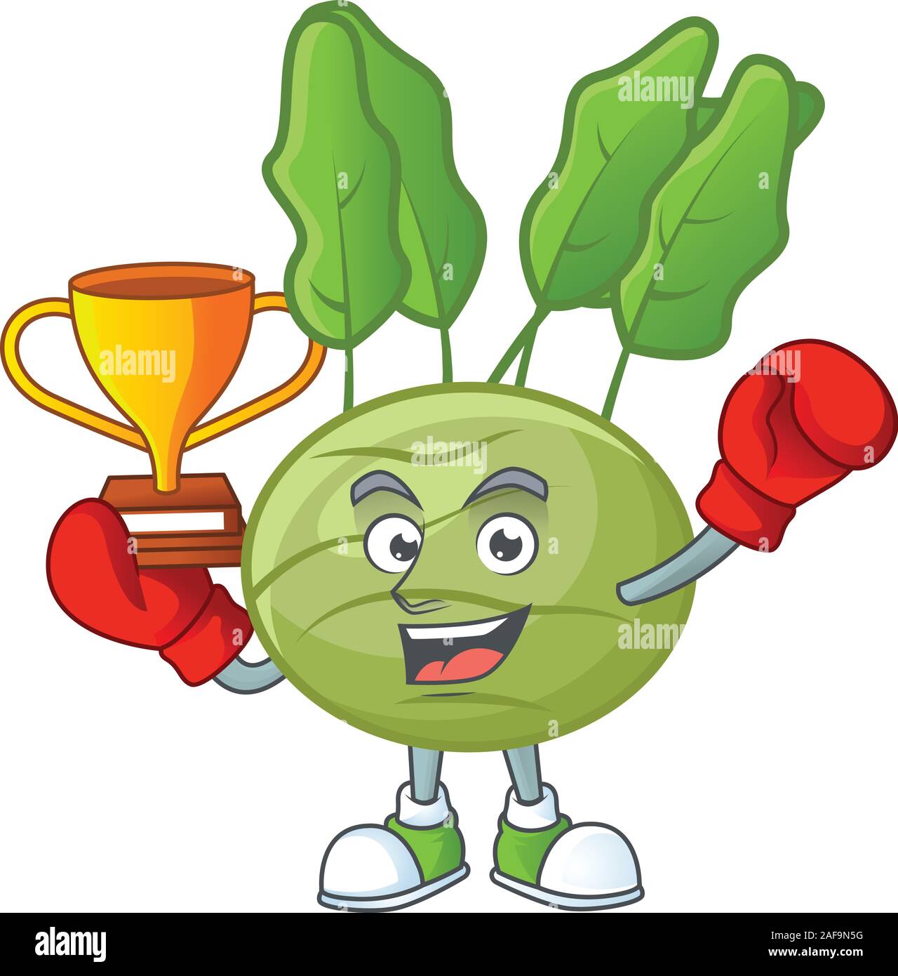 Super cool Boxing winner kohlrab in mascot cartoon style Stock Vector ...