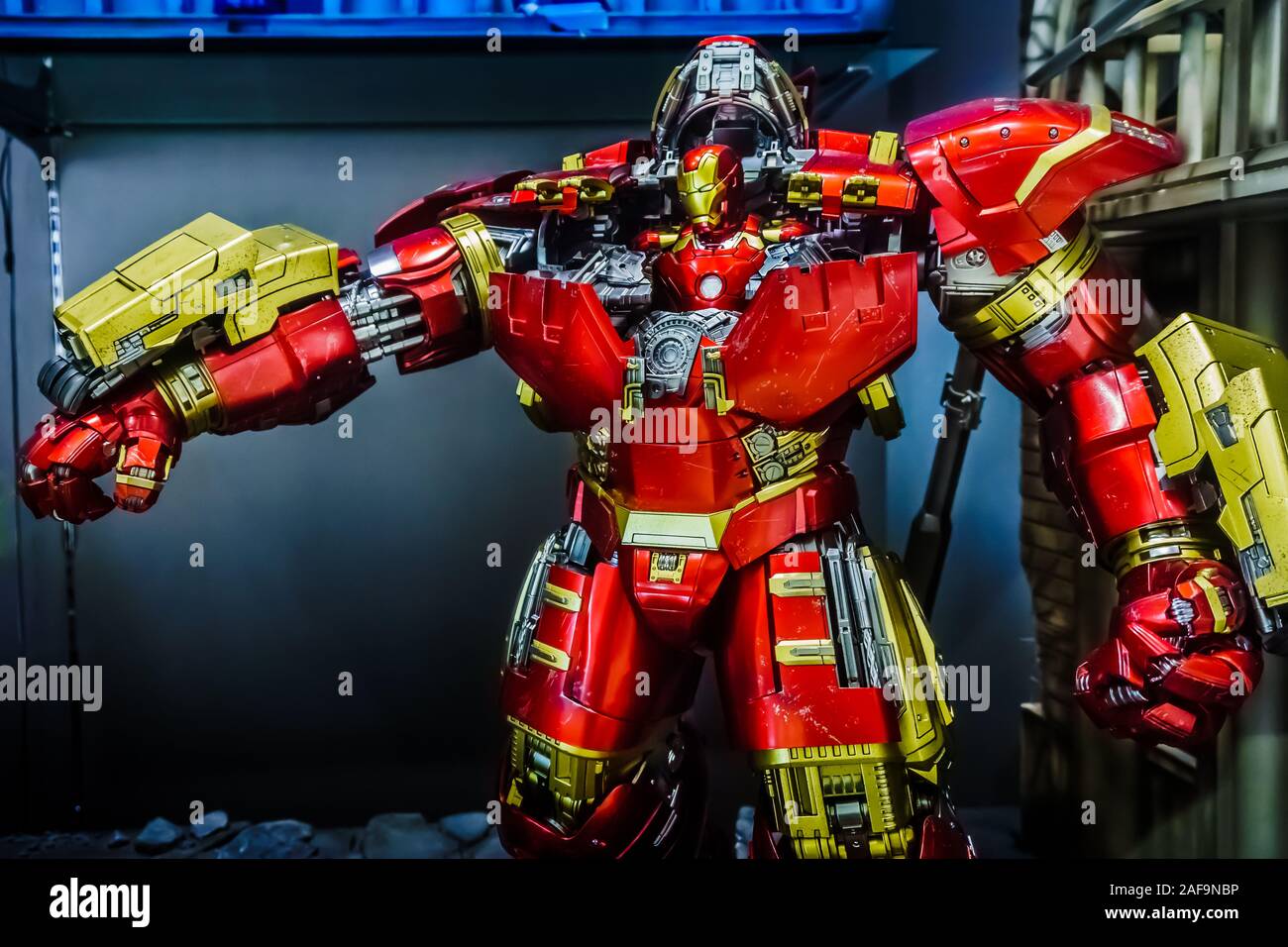 Singapore - 2 Dec, 2019: Iron man in Hulk Buster suit at the battle ...