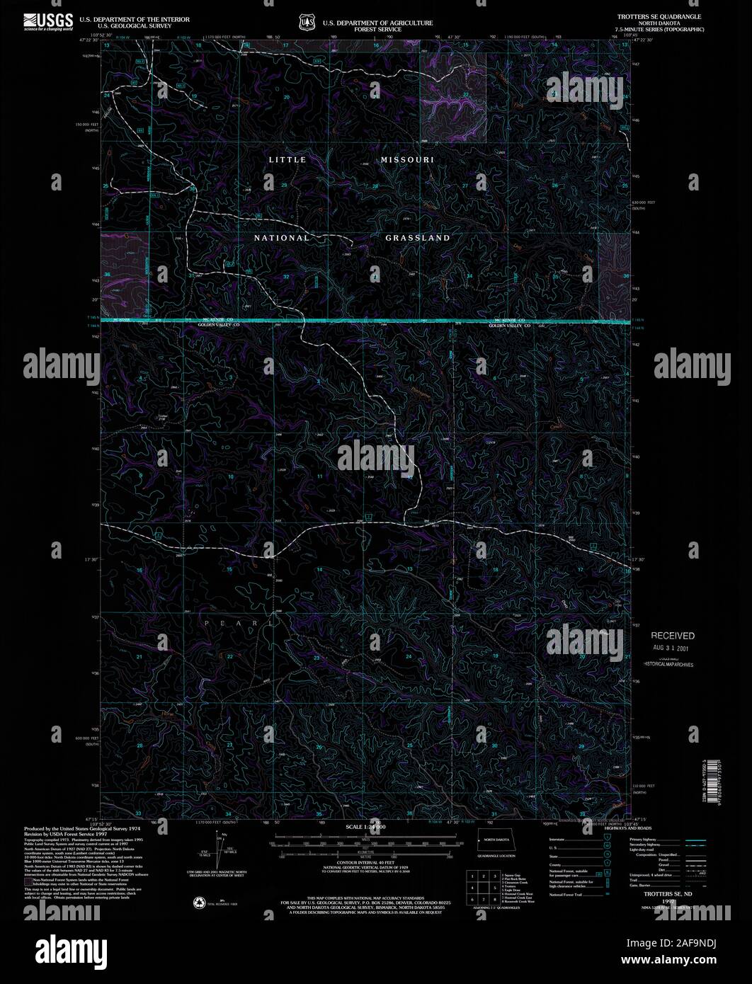 USGS TOPO Map North Dakota ND Trotters SE 285082 1997 24000 Inverted ...