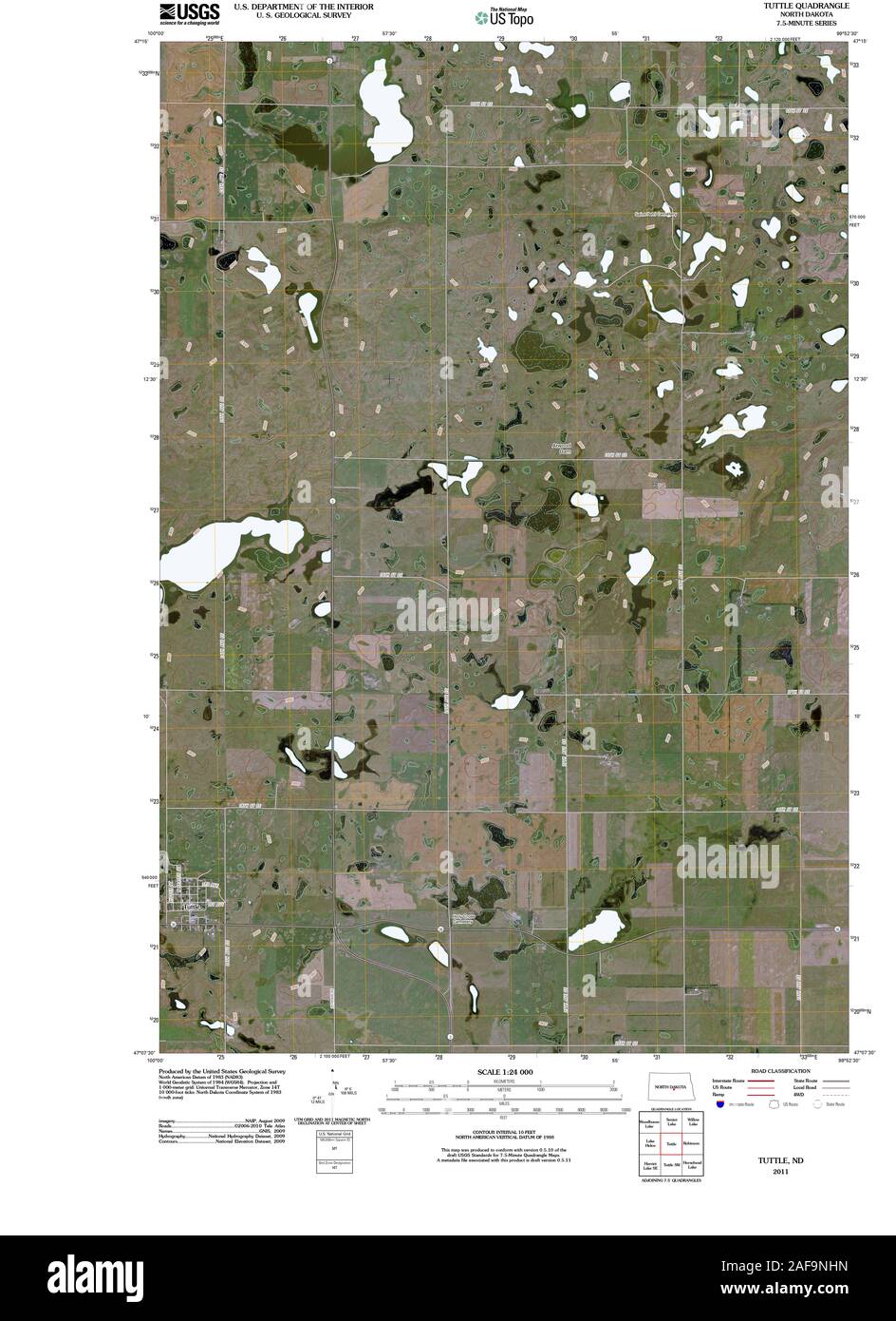 USGS TOPO Map North Dakota ND Tuttle 20110406 TM Restoration Stock ...