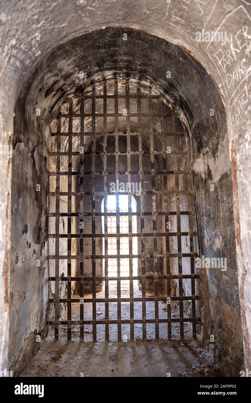 A view of a cell interior at Yuma Territorial Prison in Yuma, Arizona ...