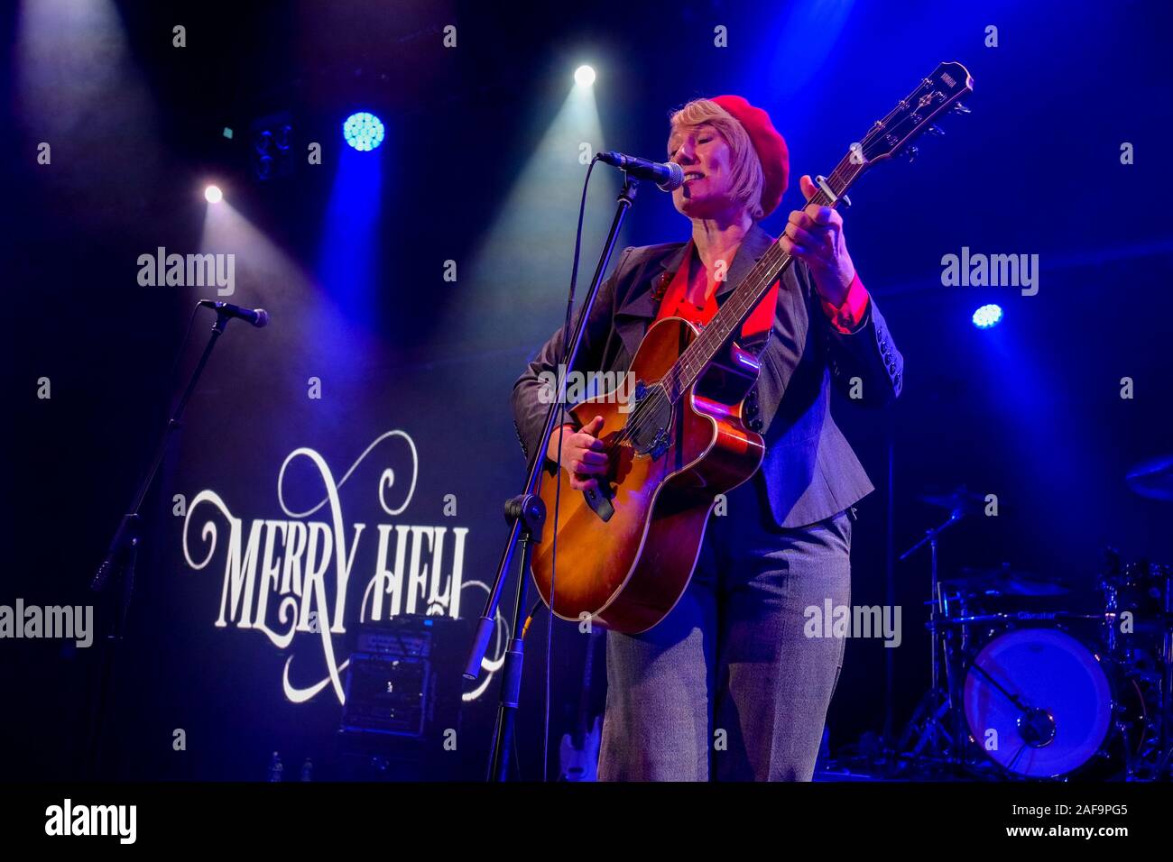English Folk Rock band Merry Hell in concert, Skegness, England Stock ...