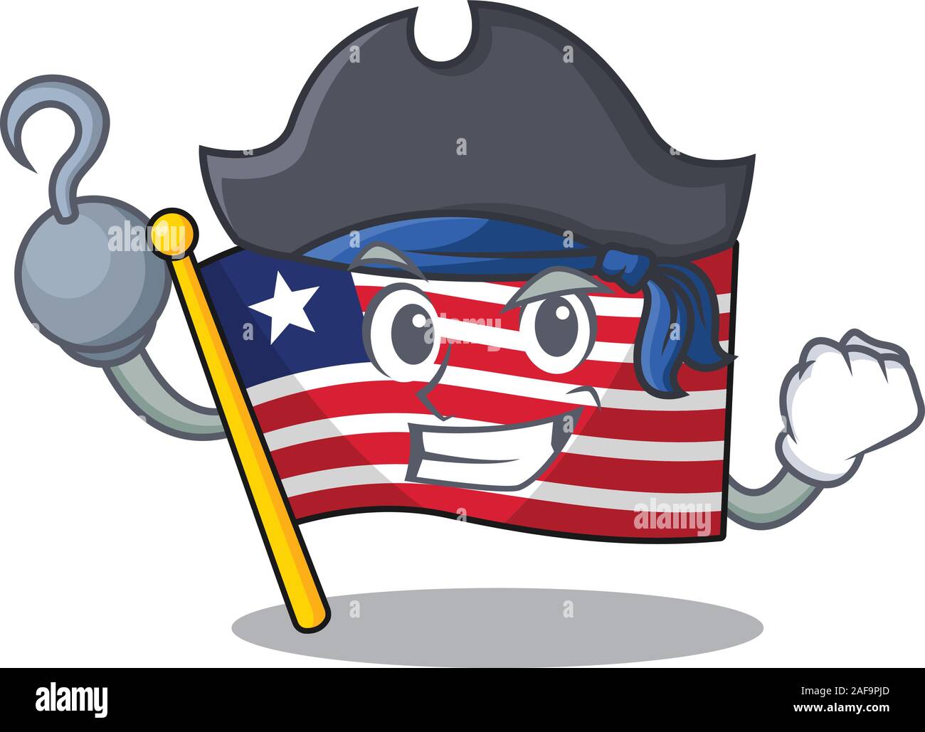 one hand Pirate flag liberia Scroll cartoon style with hat Stock Vector ...