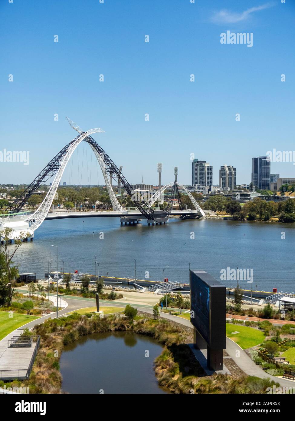 Matagarup Bridge a suspension cable stayed pedestrian footbridge over ...