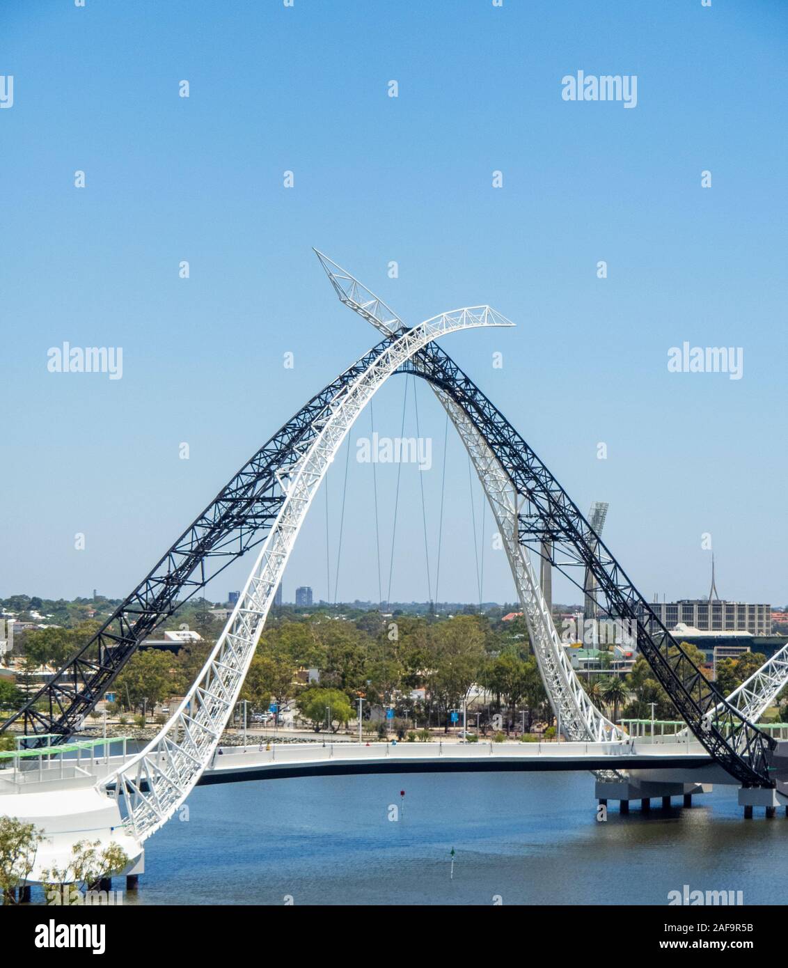Matagarup Bridge a suspension cable stayed pedestrian footbridge over ...
