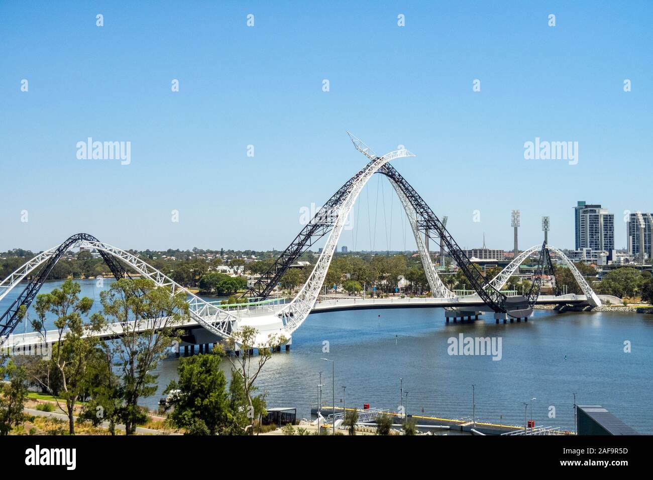 Matagarup Bridge a suspension cable stayed pedestrian footbridge over ...