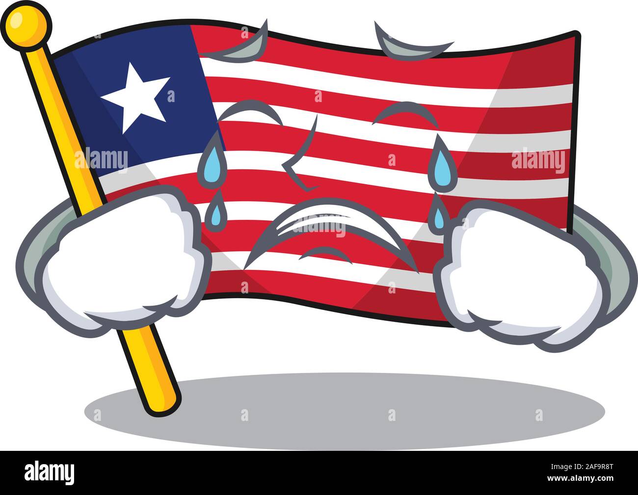 Sad Crying flag liberia Scroll cartoon character design Stock Vector ...