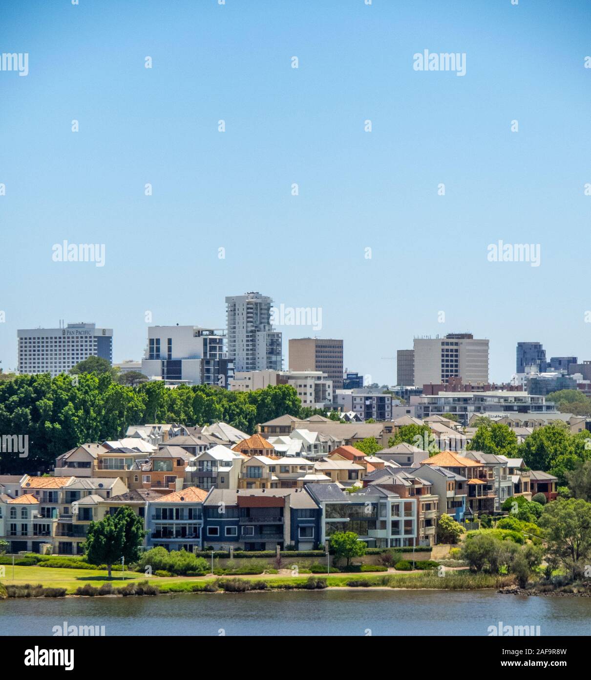 High density low rise residential houses alongside the Swan River in ...
