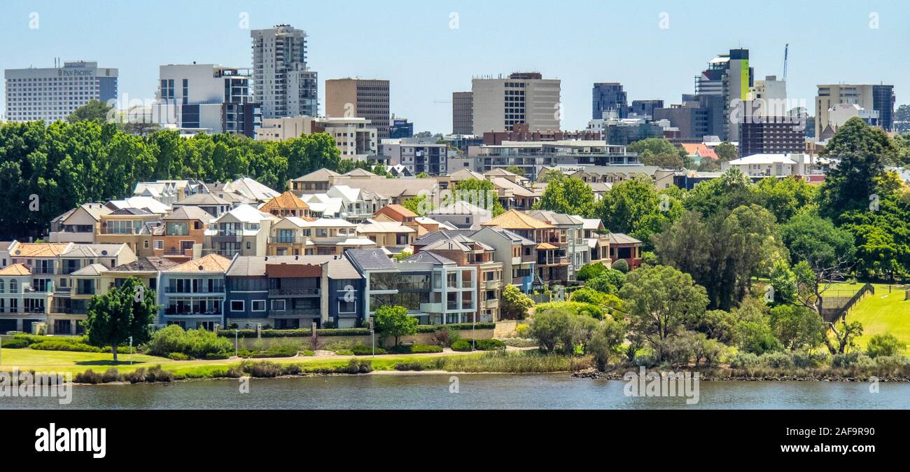 High density low rise residential houses alongside the Swan River in ...