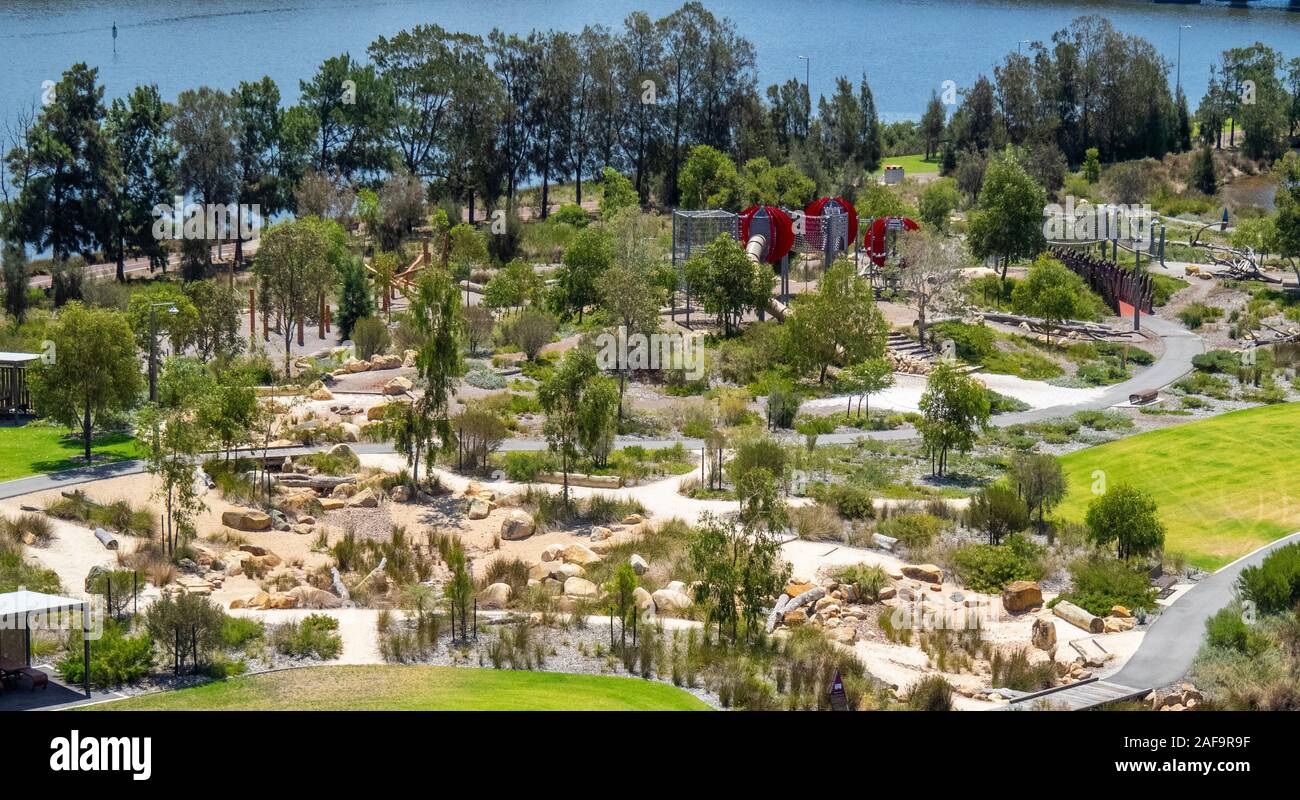 Chevron Parkland on the riverbank of the Swan River Burswood Perth ...
