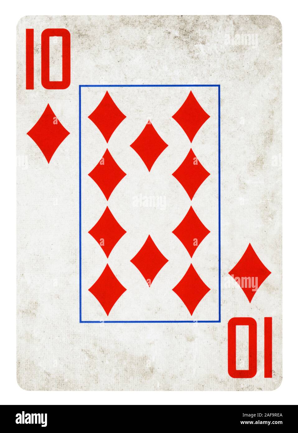 Ten of Diamonds Vintage playing card - isolated on white (clipping path ...