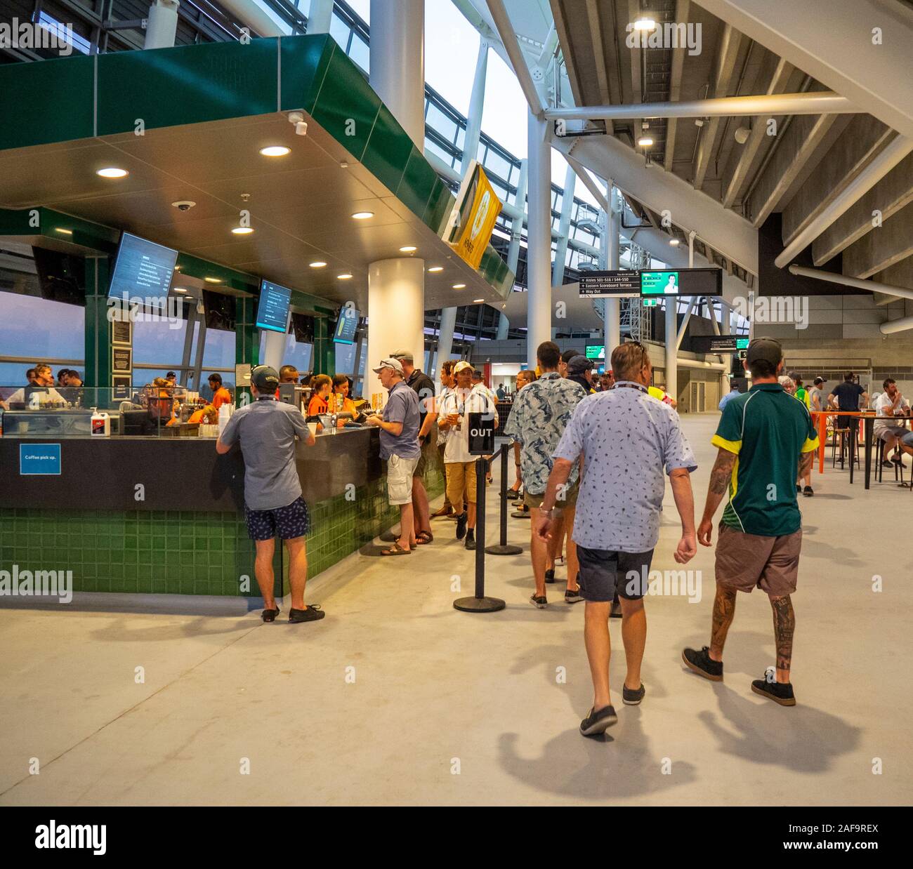 Cricket fans at Optus Stadium at the bar buying beer Perth Western ...
