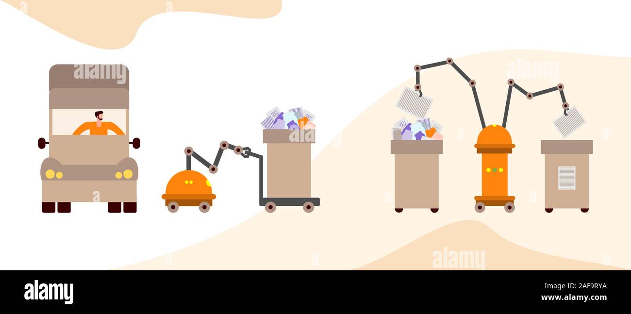 Vector illustration Separate collection, transportation, sorting ...