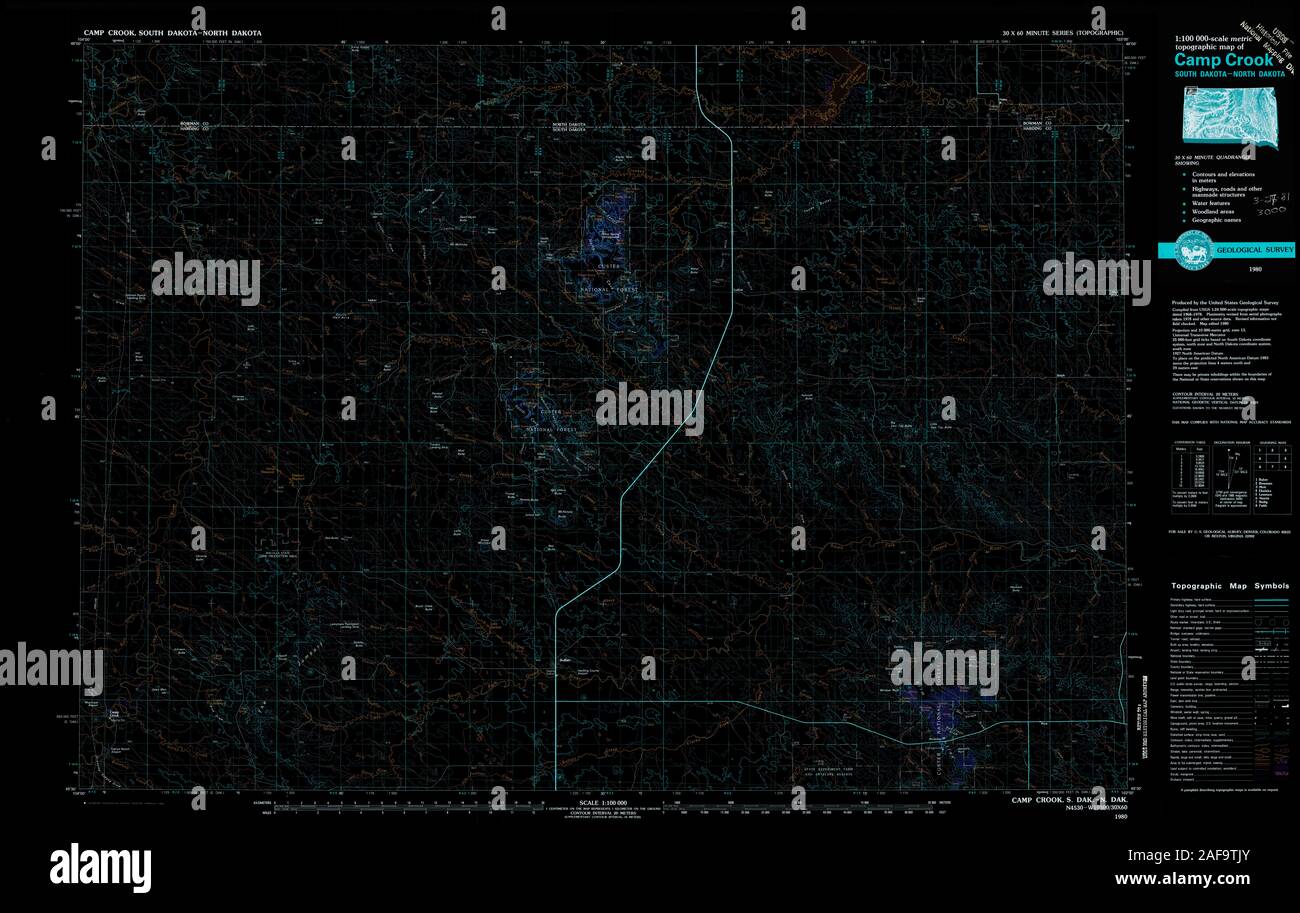 USGS TOPO Map North Dakota SD Camp Crook 344665 1980 100000 Inverted ...