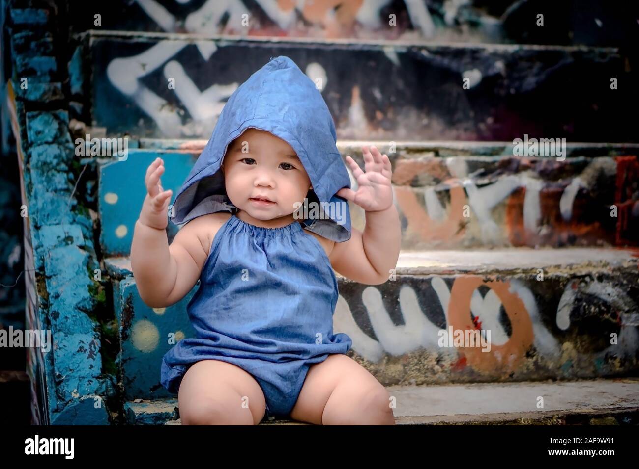 The little Girl at graffiti park Outdoor Stock Photo - Alamy