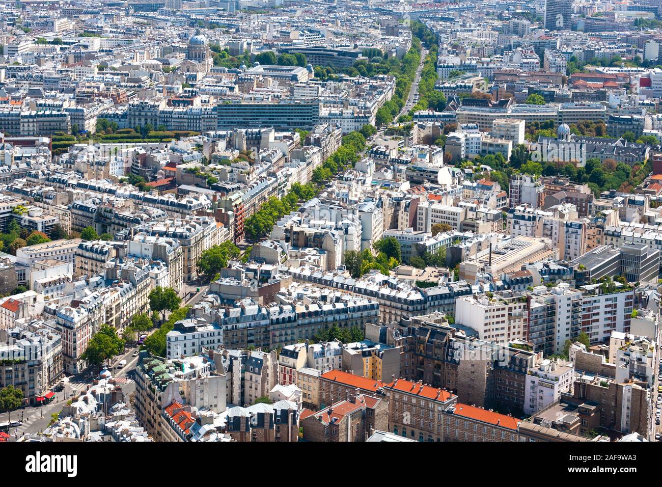 Paris, France cityscape. South Paris with a major road heading west ...
