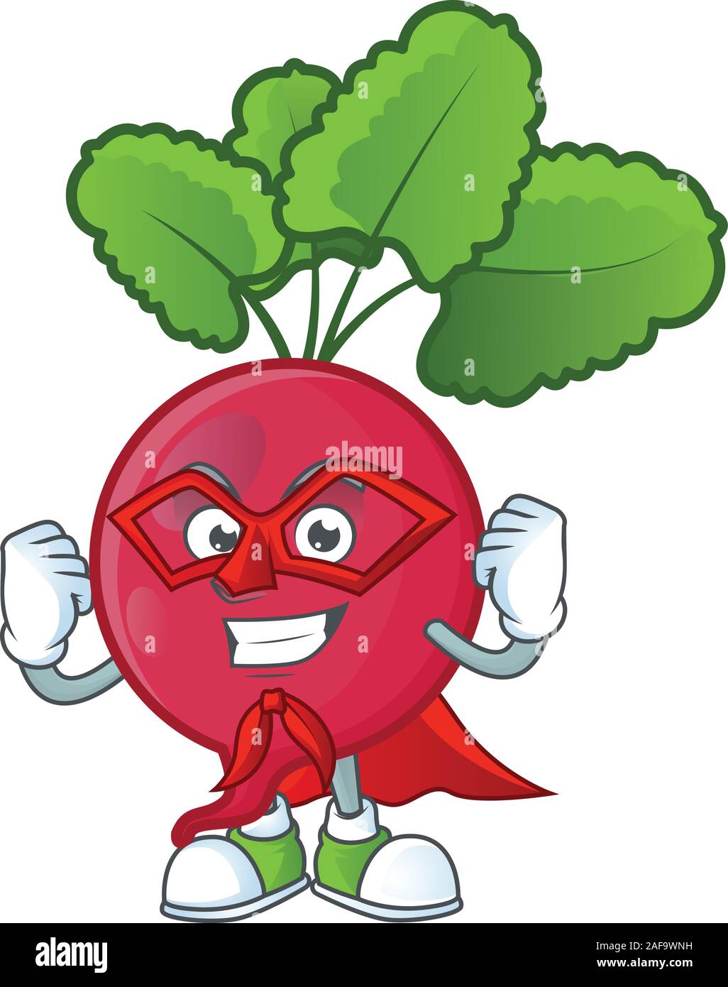 A cartoon of red radish with Super hero costume Stock Vector Image ...