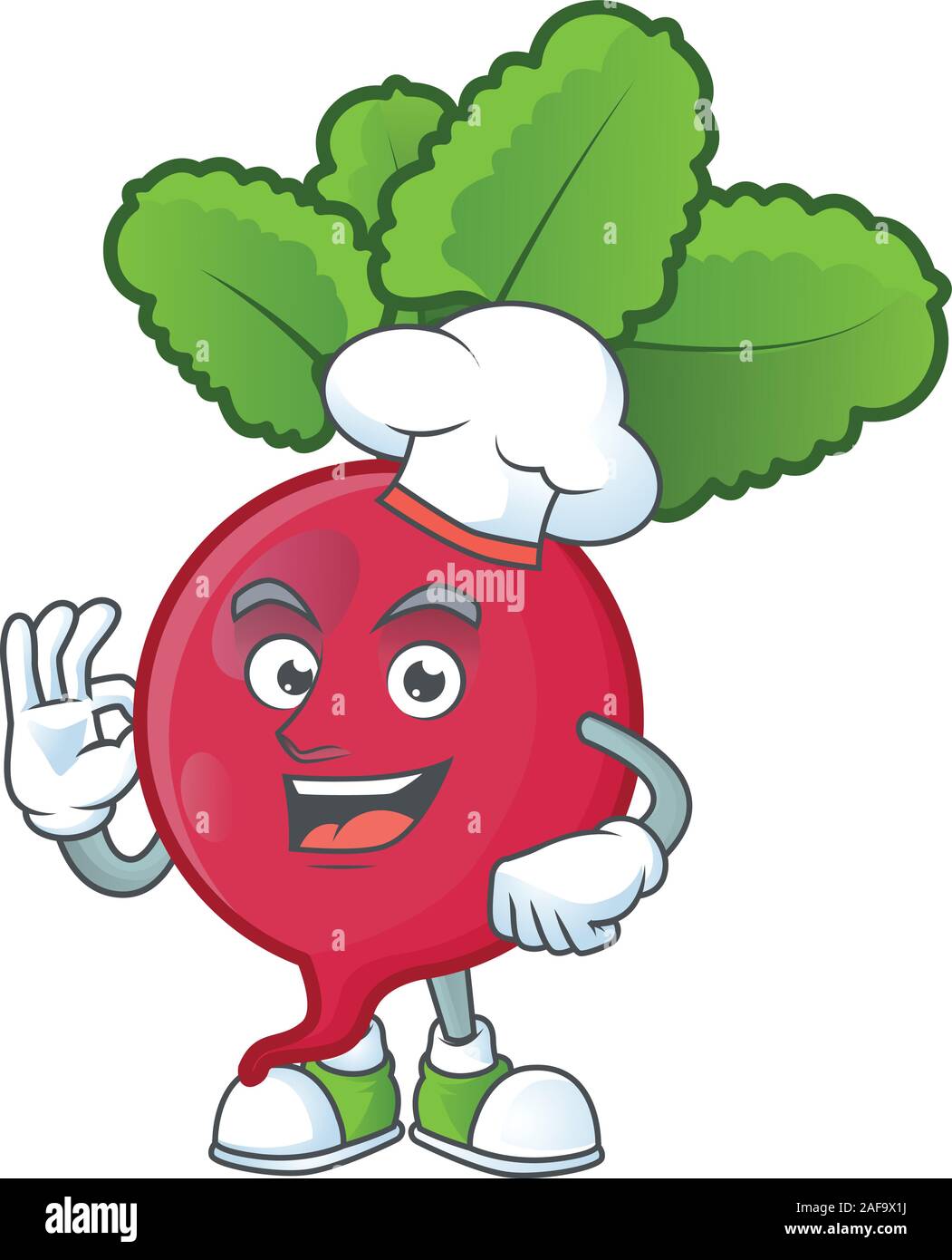 Smiley Face chef red radish character with white hat Stock Vector Image ...