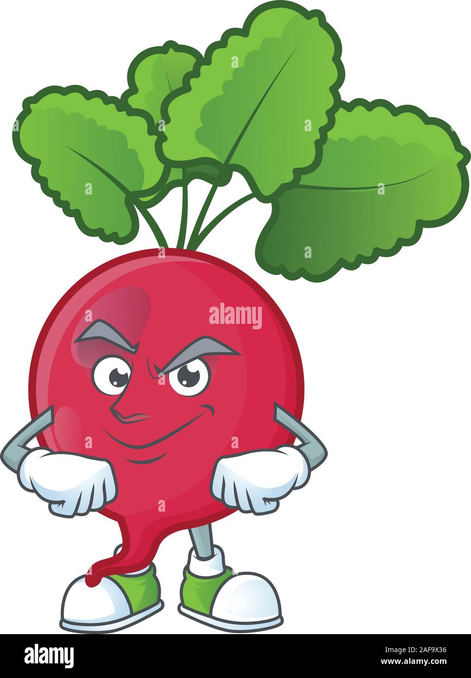 Red radish mascot cartoon character style with Smirking face Stock ...