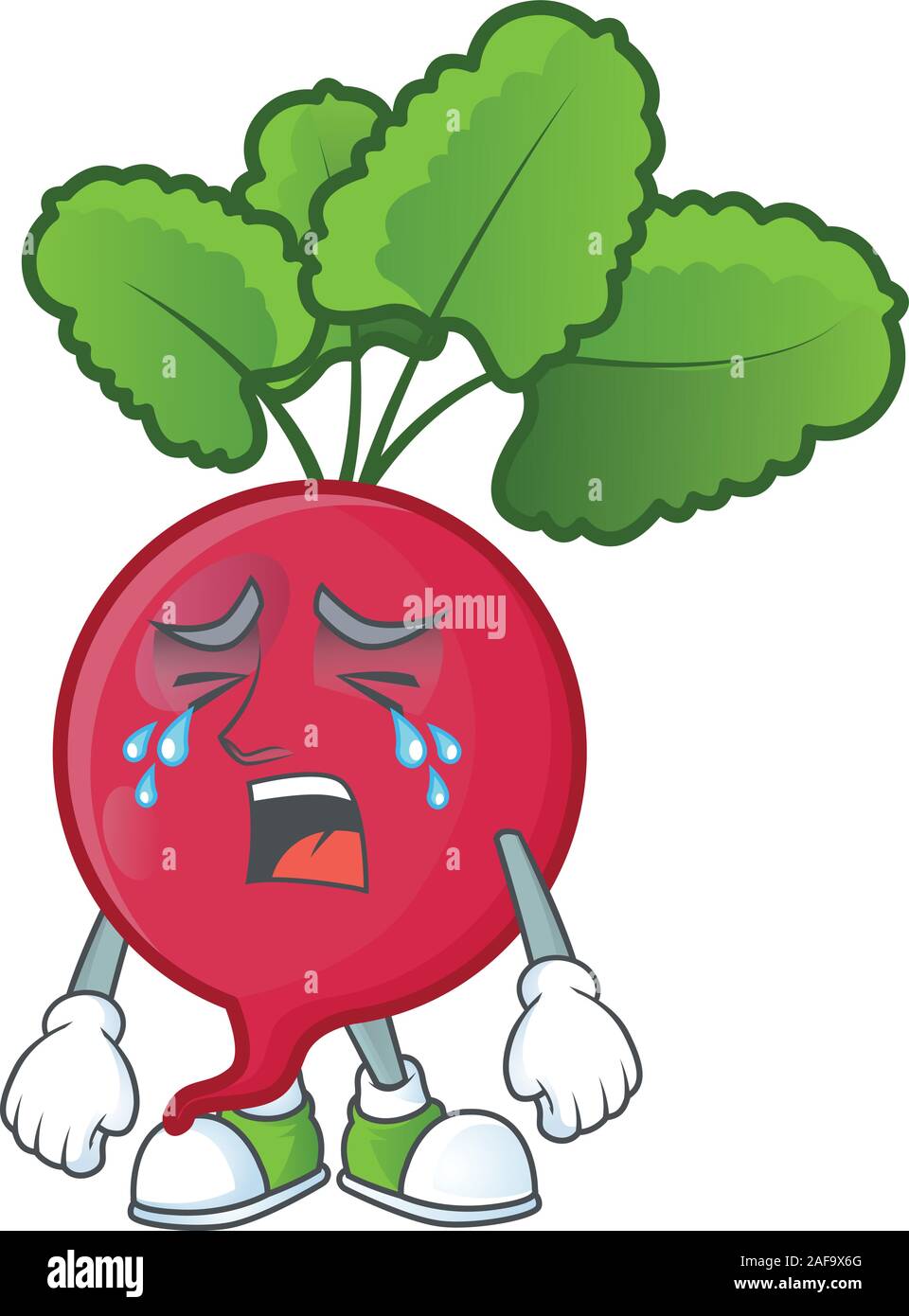 Sad Crying gesture red radish cartoon character style Stock Vector ...