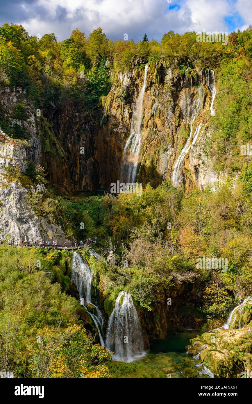 Great Waterfall and Sastavci Waterfalls in Plitvice Lakes National Park ...