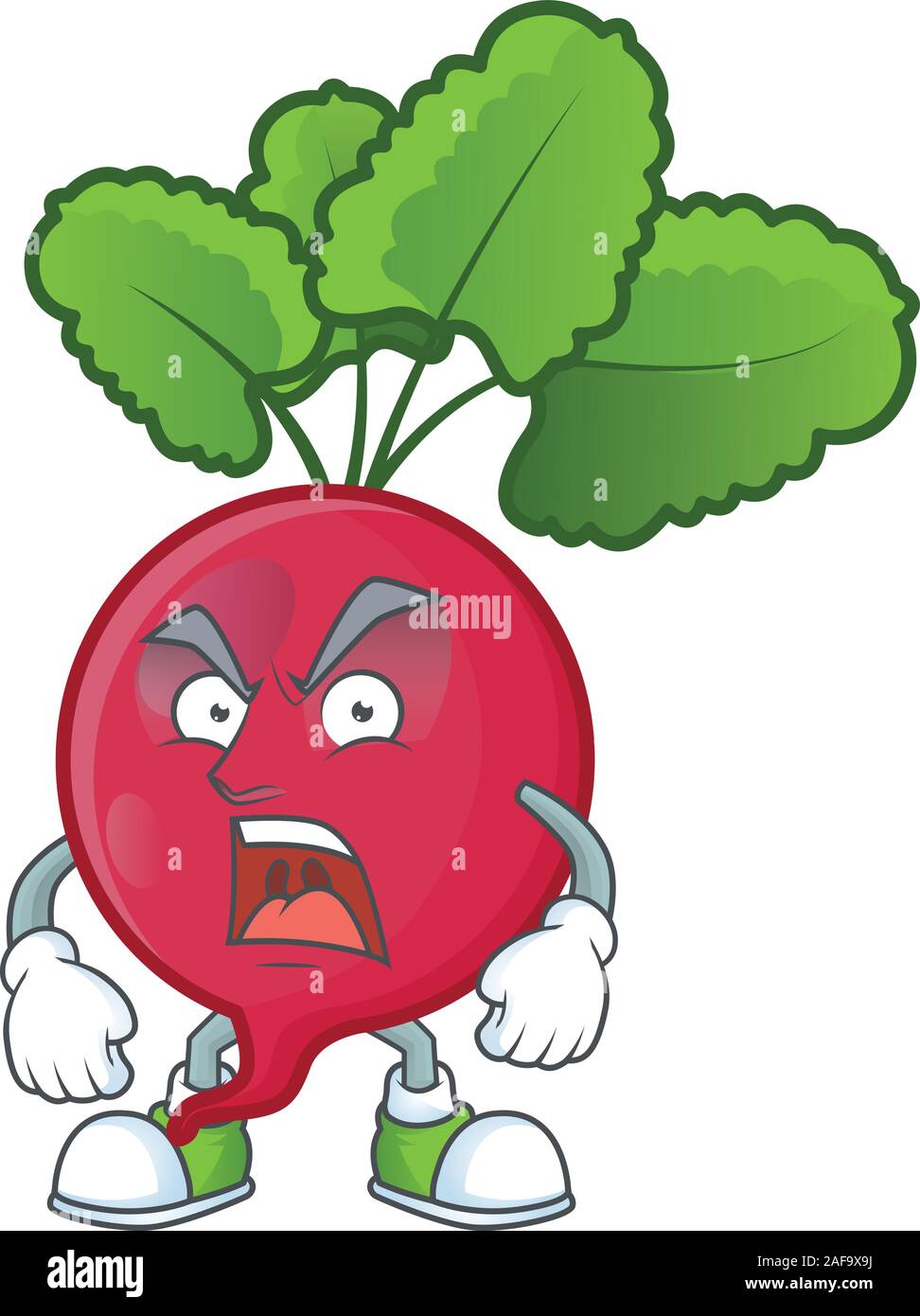 angry face of red radish cartoon character style Stock Vector Image ...