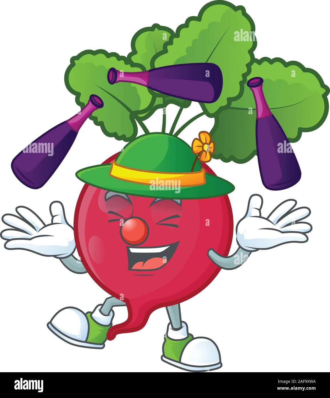 Cute and cool Juggling red radish cartoon character Stock Vector Image ...