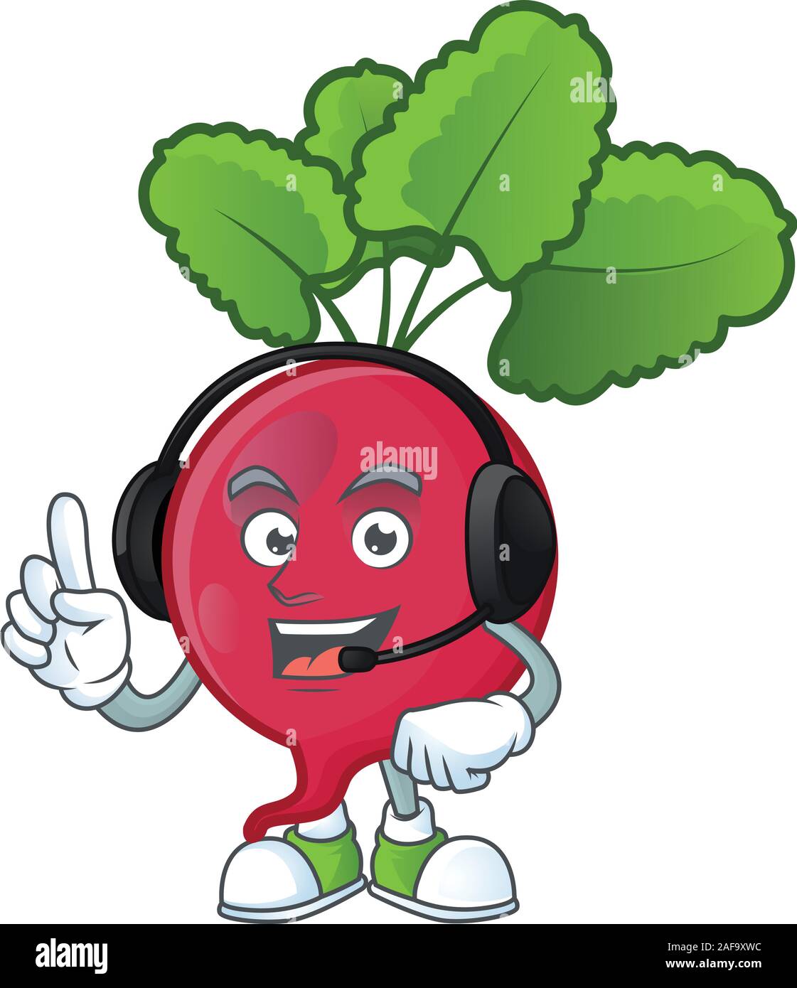 Red radish cute cartoon character design with headphone Stock Vector ...