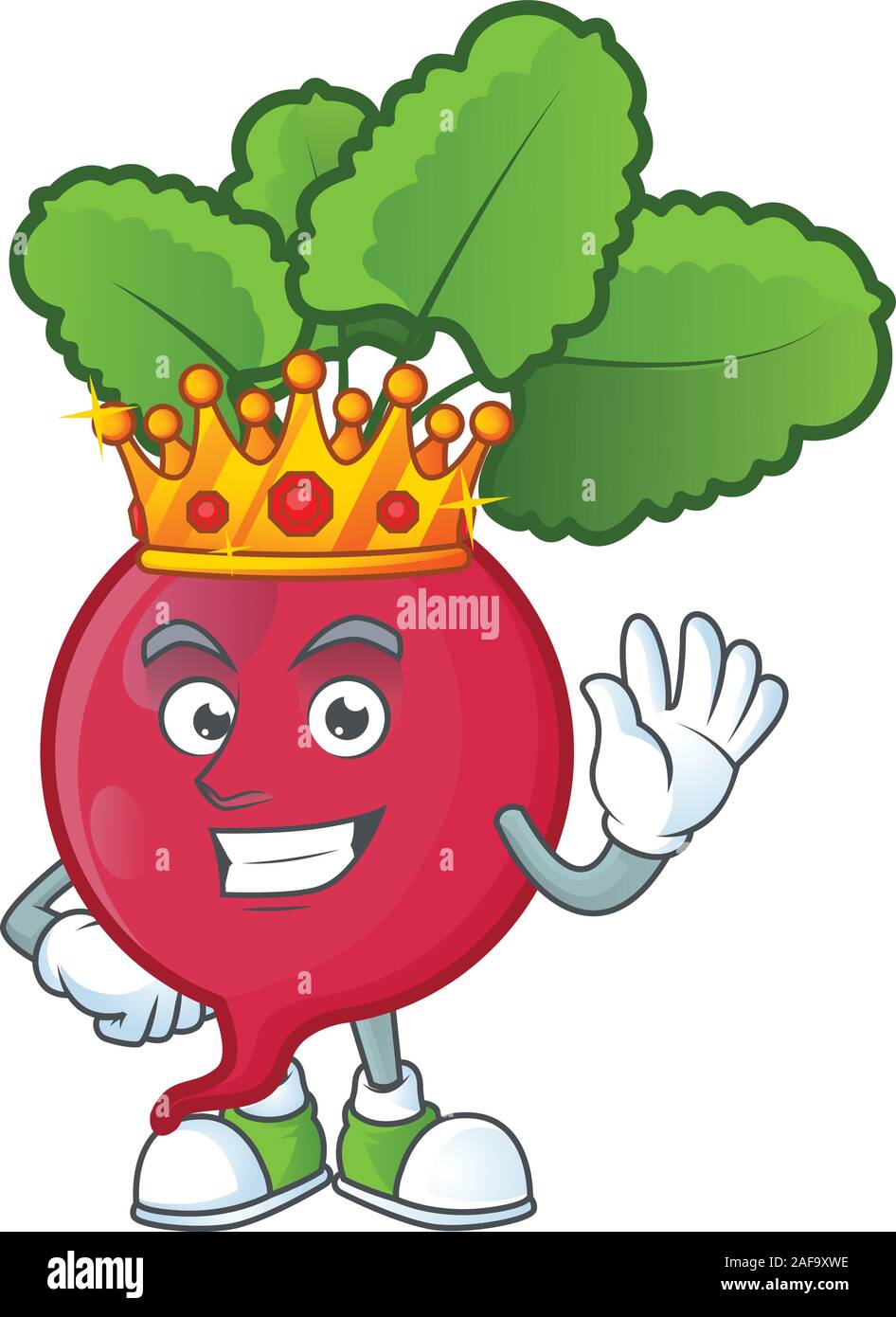 Cool King of red radish on cartoon character style Stock Vector Image ...