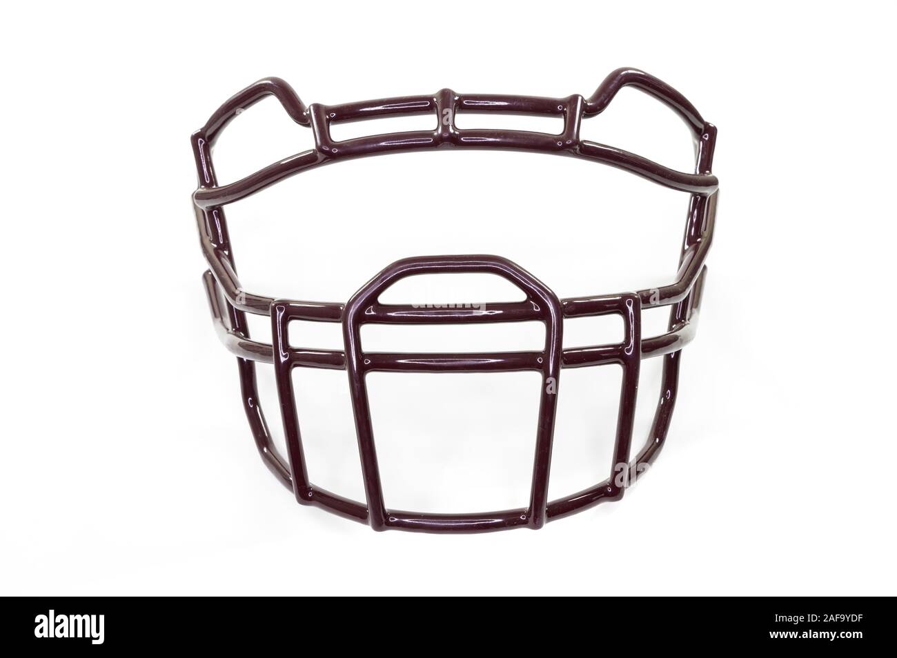 A football helmet's facemask isolated on white background, from the ...
