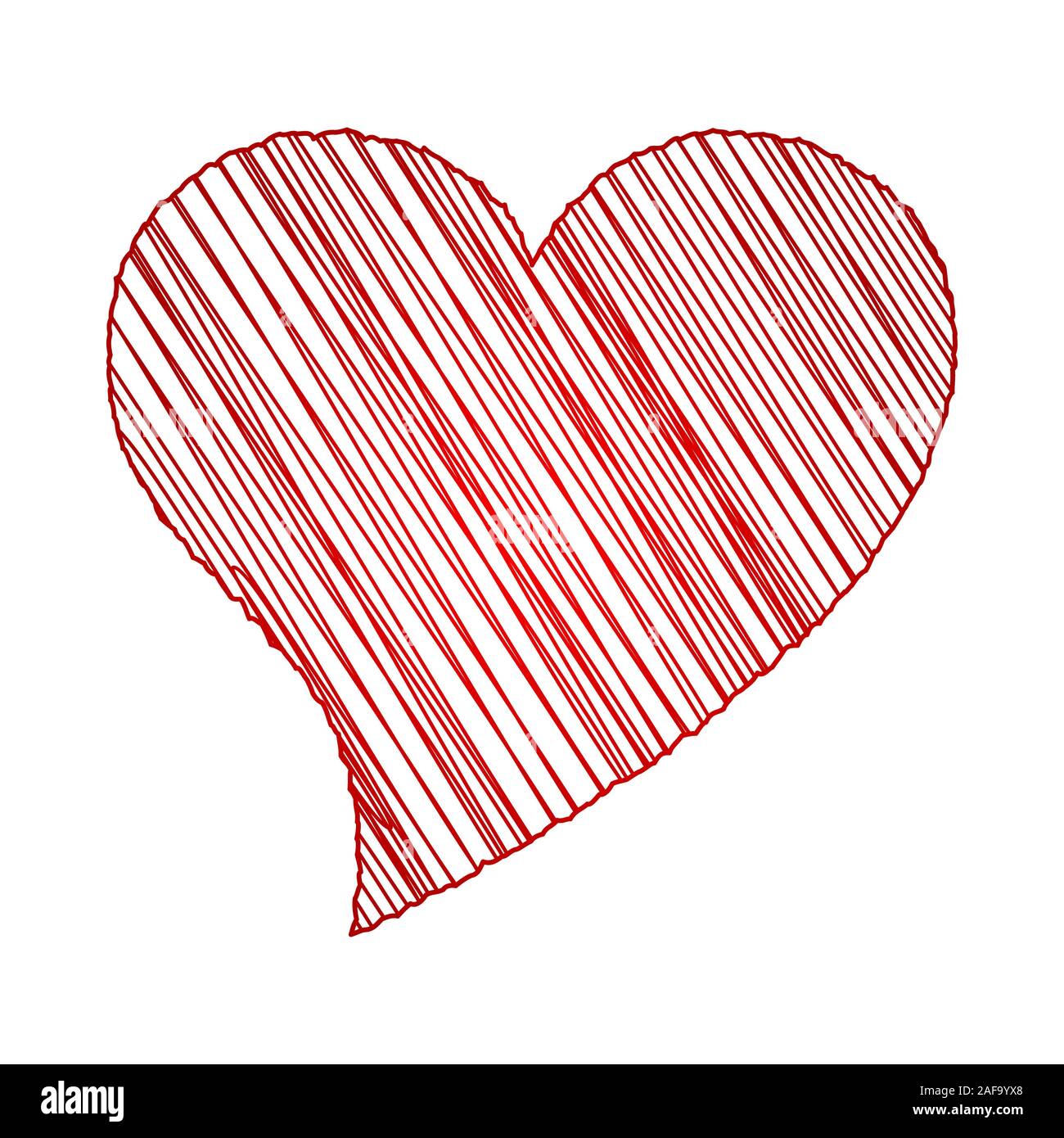 Scratched heart on a white background. Vector illustration Stock Photo ...